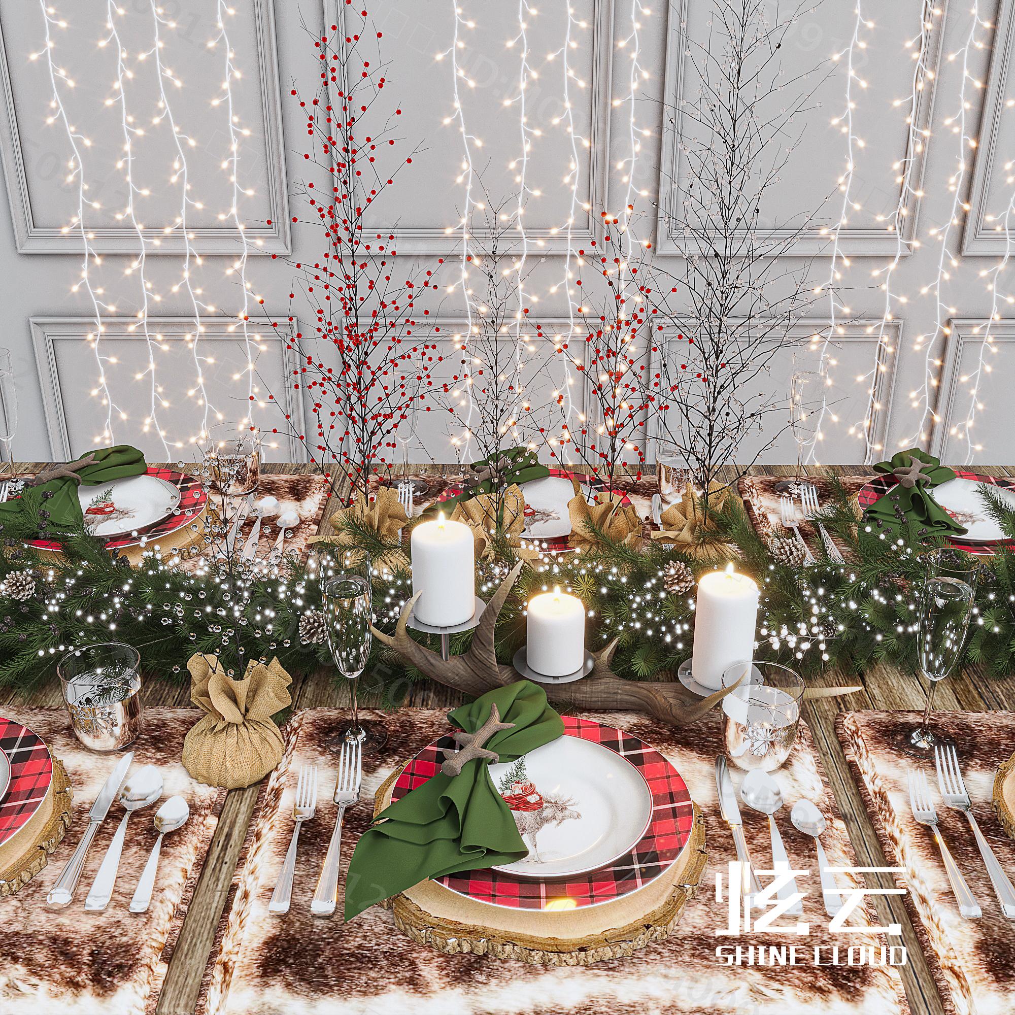 3D模型-圣诞节主题餐具摆件模型-M0000850912-炫云云模型网