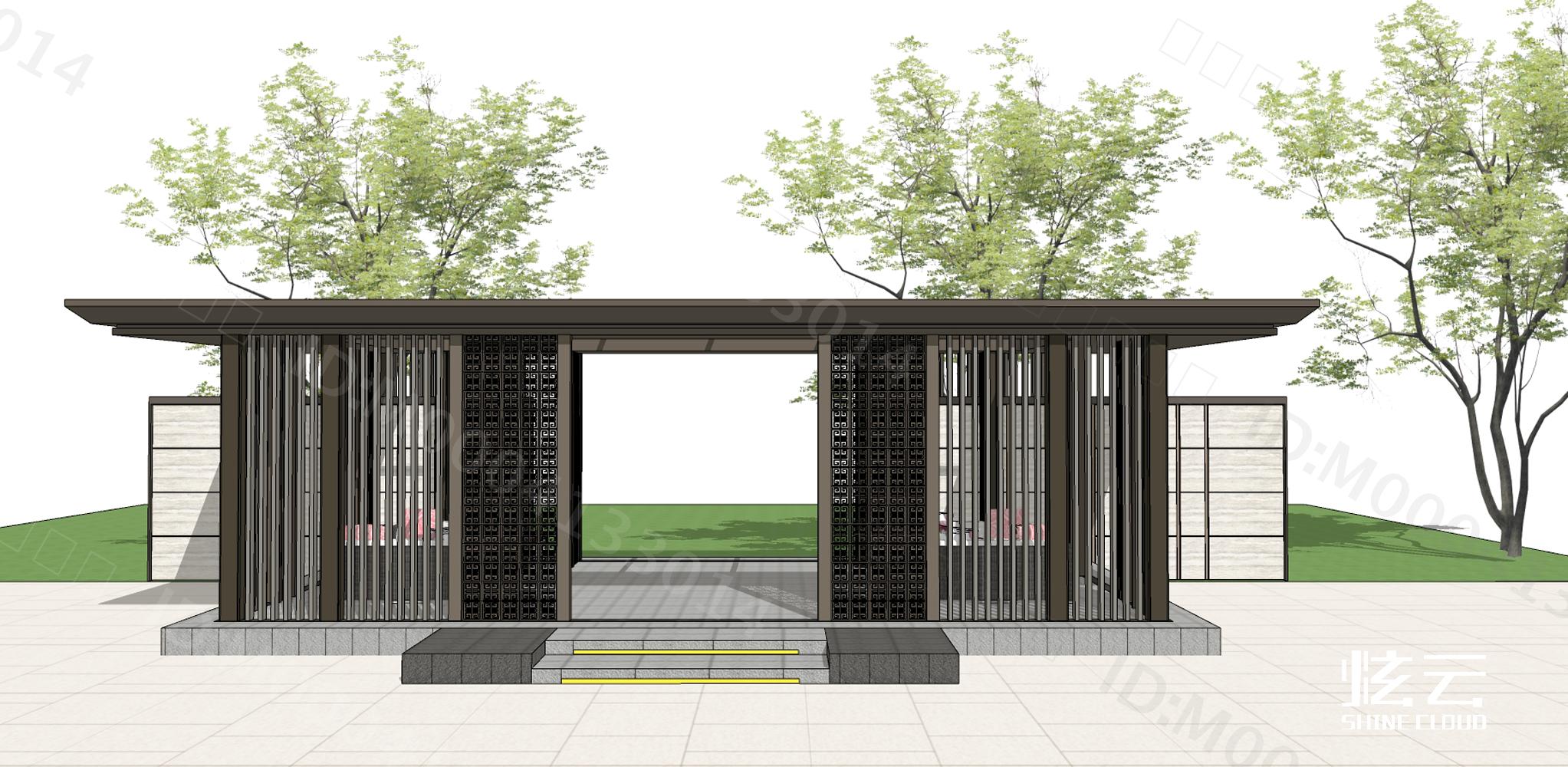 3D模型-新中式廊架模型-M0004133014-炫云云模型网
