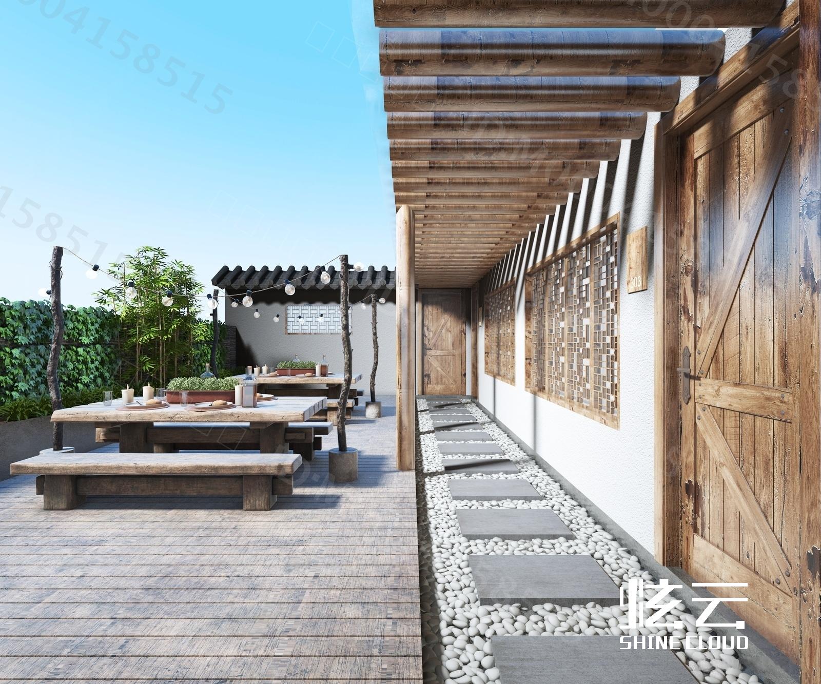 3D模型-新中式农家乐庭院模型-M0004158515-炫云云模型网