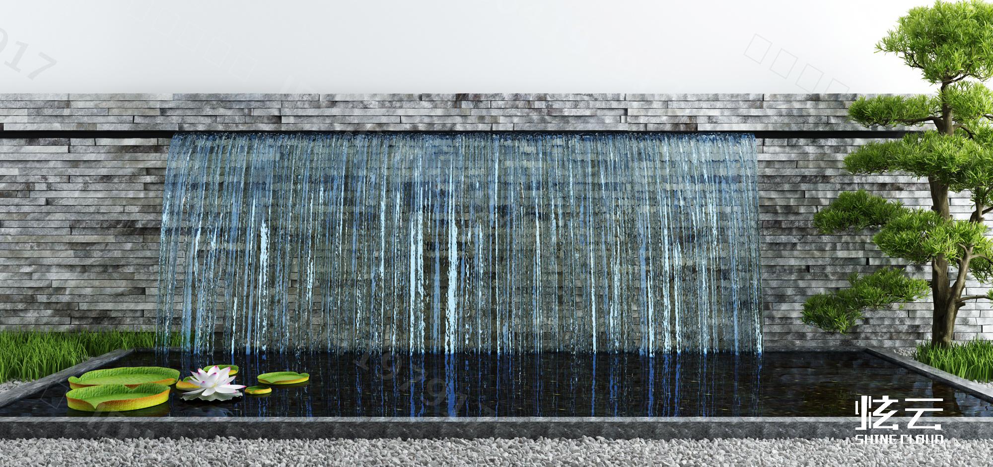 3D模型-现代流水景观墙模型-M0004197917-炫云云模型网