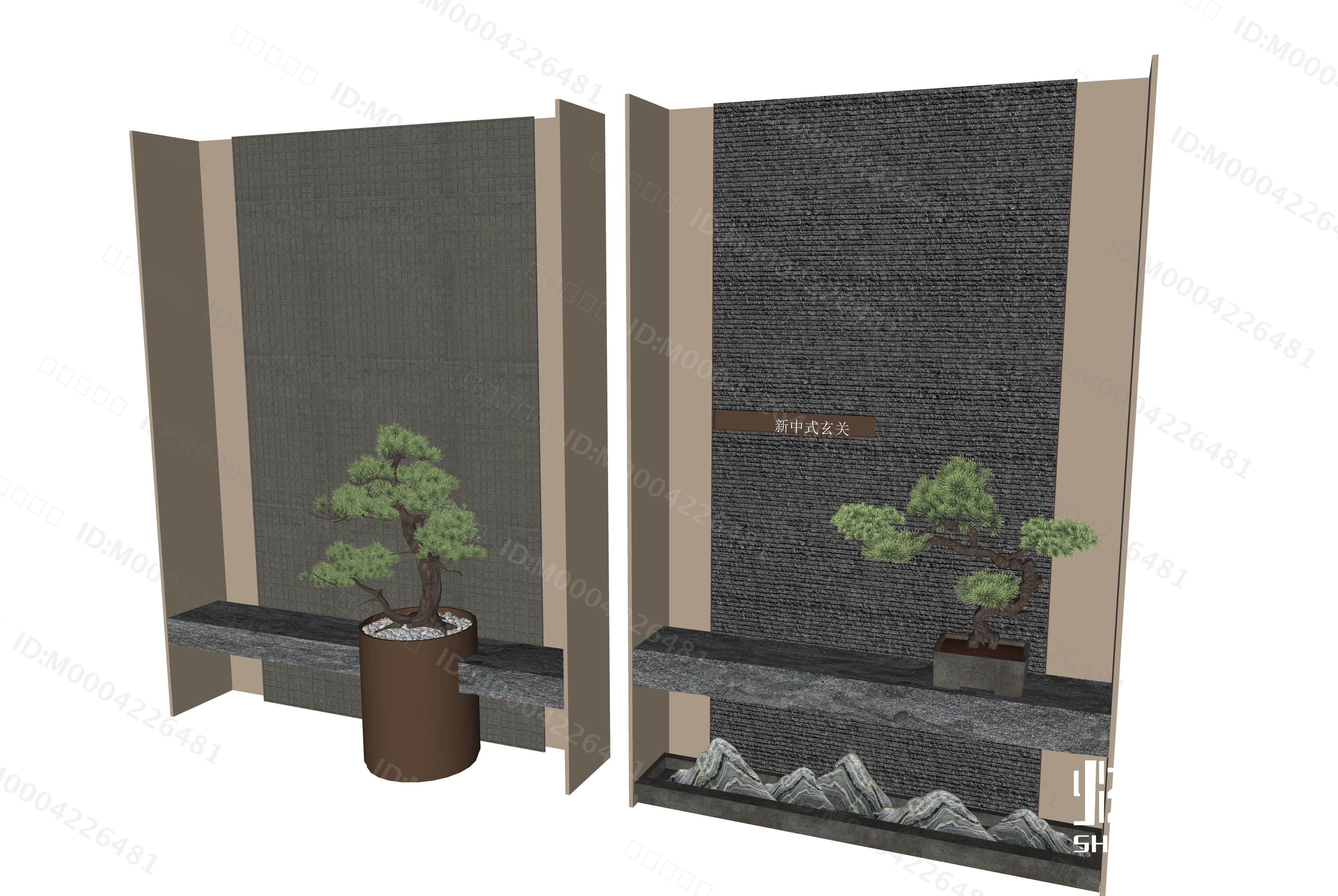 3d模型 新中式玄关背景墙模型 M0004226481 炫云云模型网