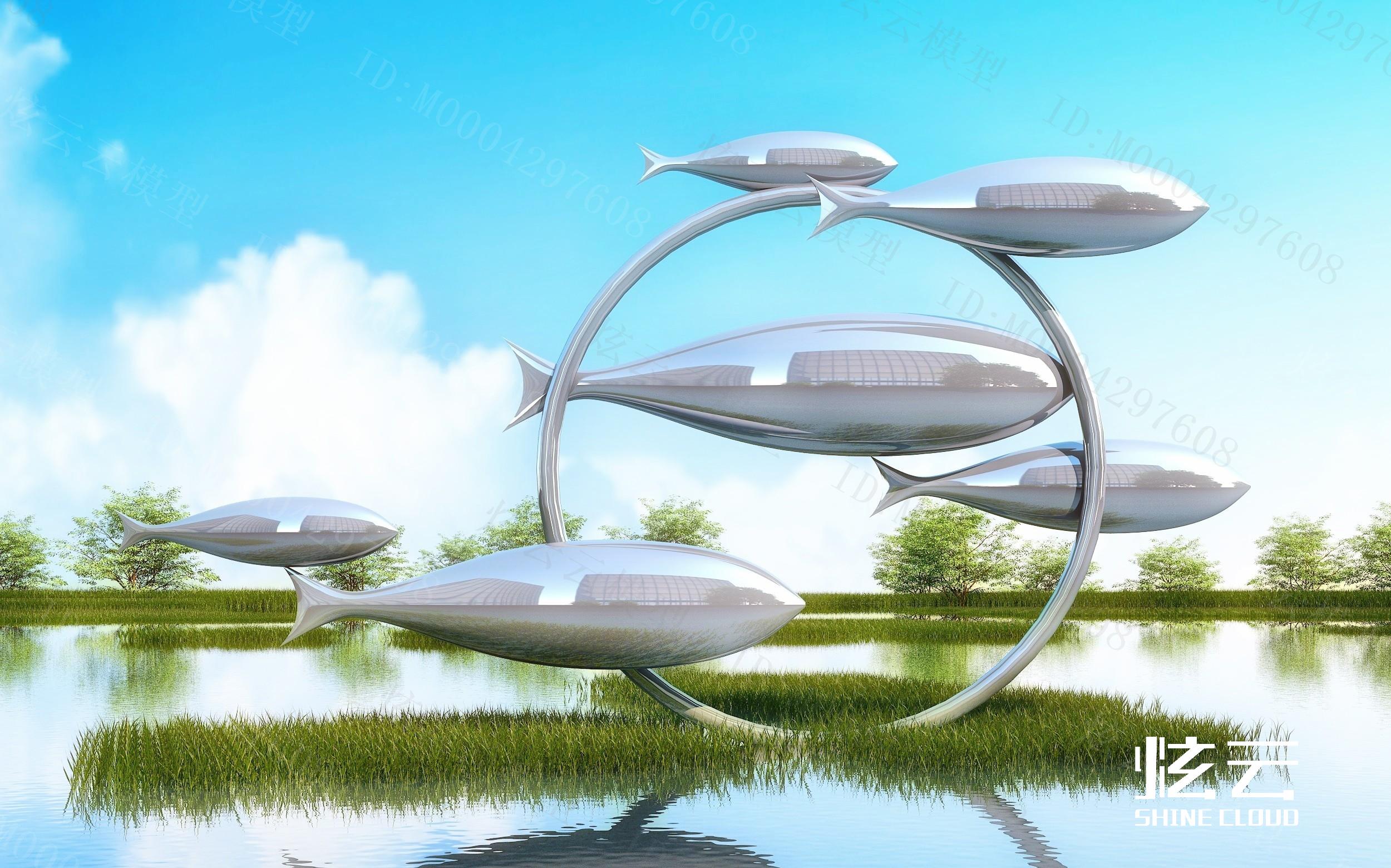 3D模型-现代不锈钢艺术雕塑模型-M0004297608-炫云云模型网