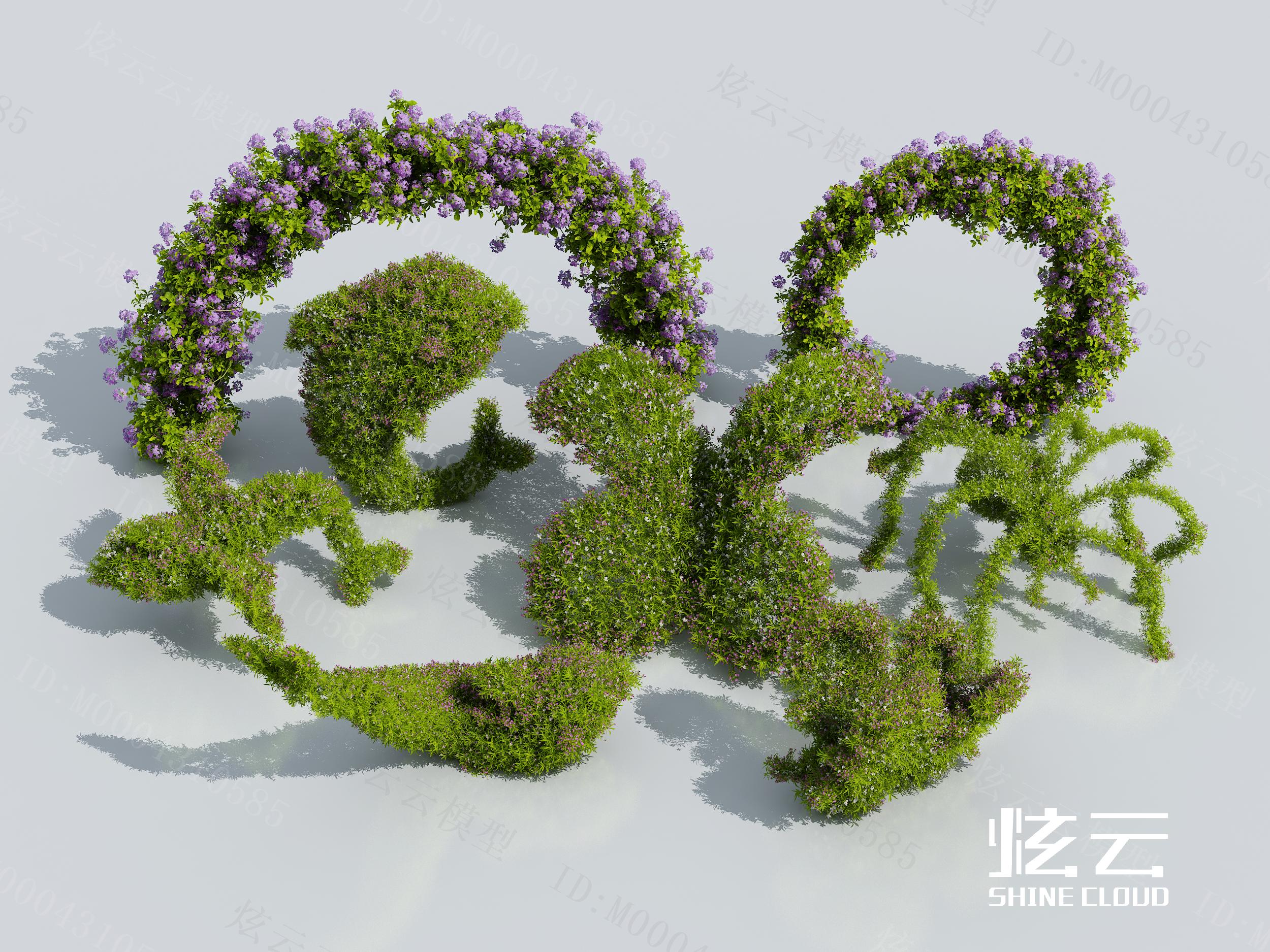 3d模型 现代花型灌木模型 M0004310585 炫云云模型网