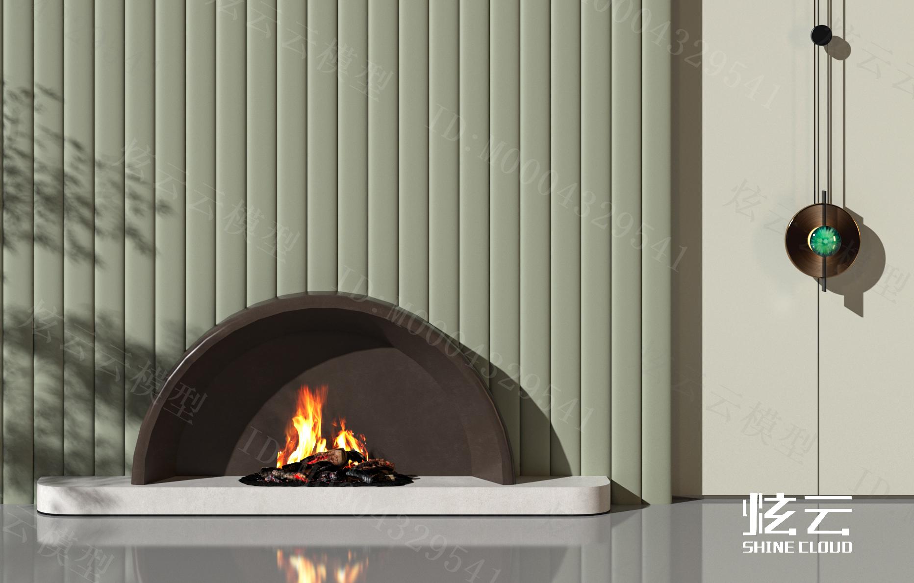 3D模型-现代壁炉背景墙模型-M0004329541-炫云云模型网